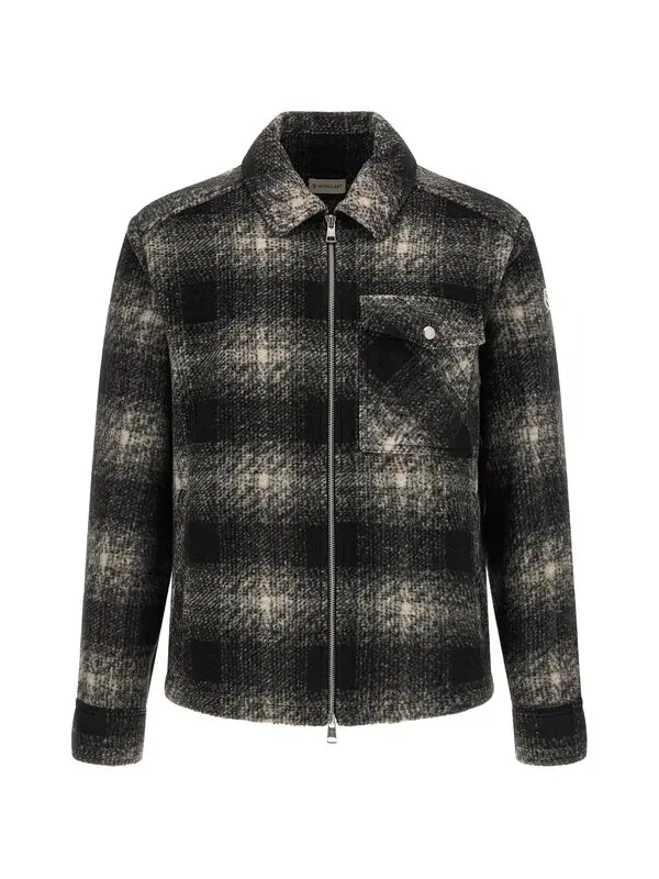 Moncler Plaid Zip-front Shirt Jacket