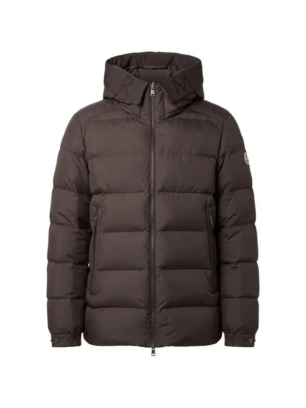 Moncler Logo Hood Down Jacket With Drawstring, Zip Front & Side Pockets