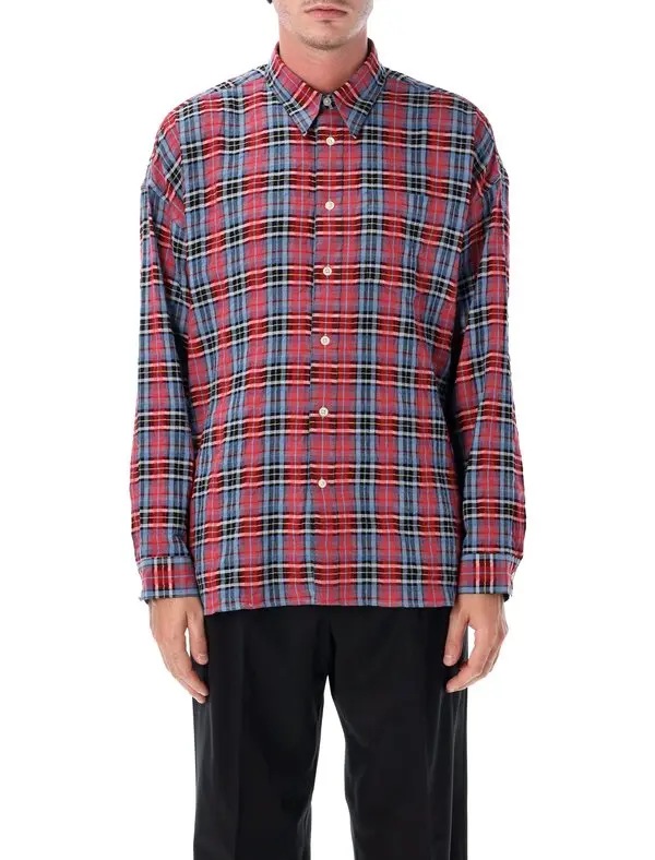 SUNFLOWER Plaid Long-sleeve Button-up Shirt