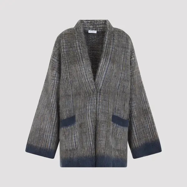 Brunello Cucinelli Mohair Jacquard Cardigan Sweater