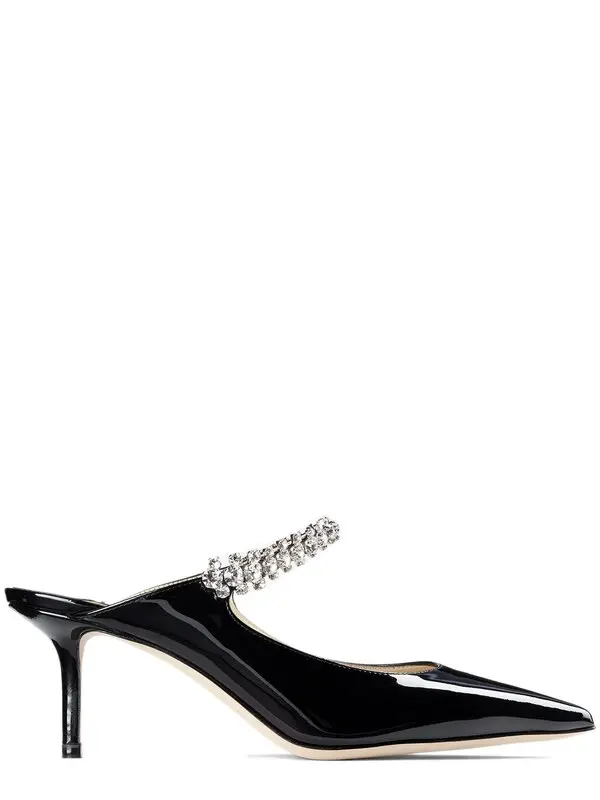 JIMMY CHOO Crystal-encrusted Strap Pointed-toe Leather Sandals With 65 Mm Heel - Black