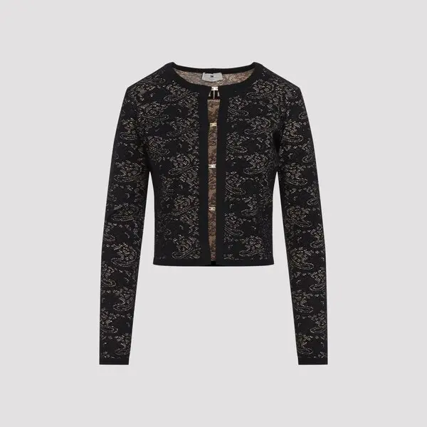 Elisabetta Franchi Lace-knit Cardigan Sweater - Black