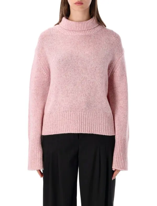 LISA YANG Oversized Cashmere Turtleneck Sweater - Straberry Milkshake