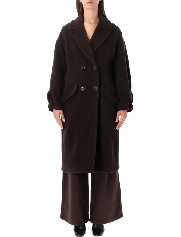 SESSUN Double-breasted Wool-blend Coat - Marrone