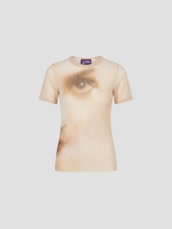 JEAN PAUL GAULTIER Mini Baby Tee Printed Face - Beige