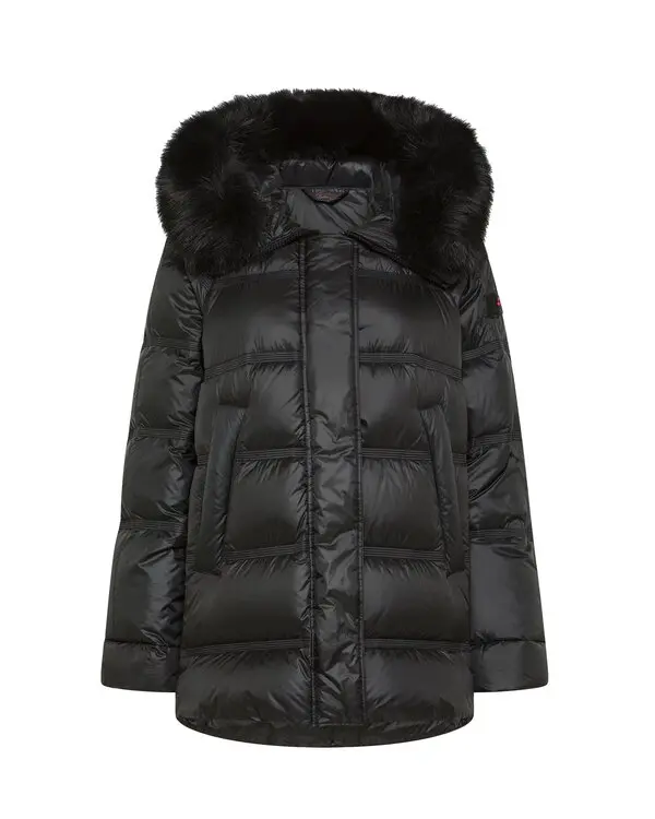 Peuterey Fur-trim Hooded Down Puffer Coat - Nero