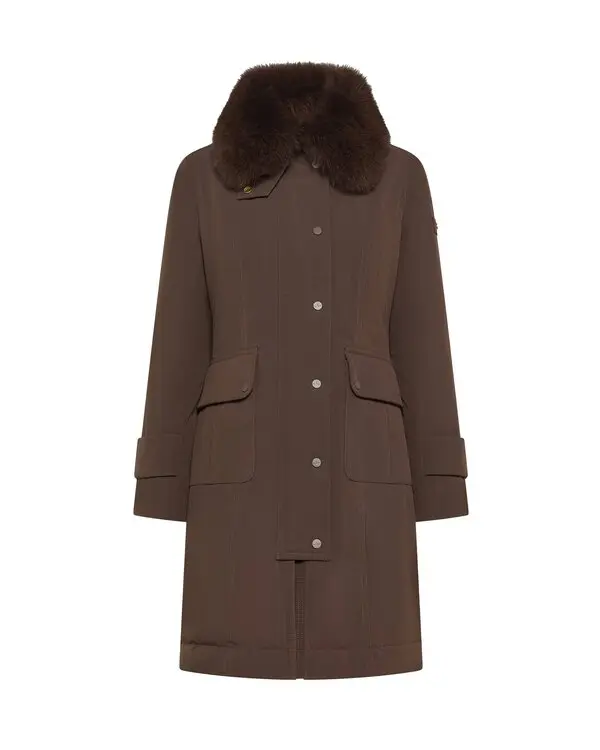 Peuterey Down Coat With Fur Collar - Chicory Coffee
