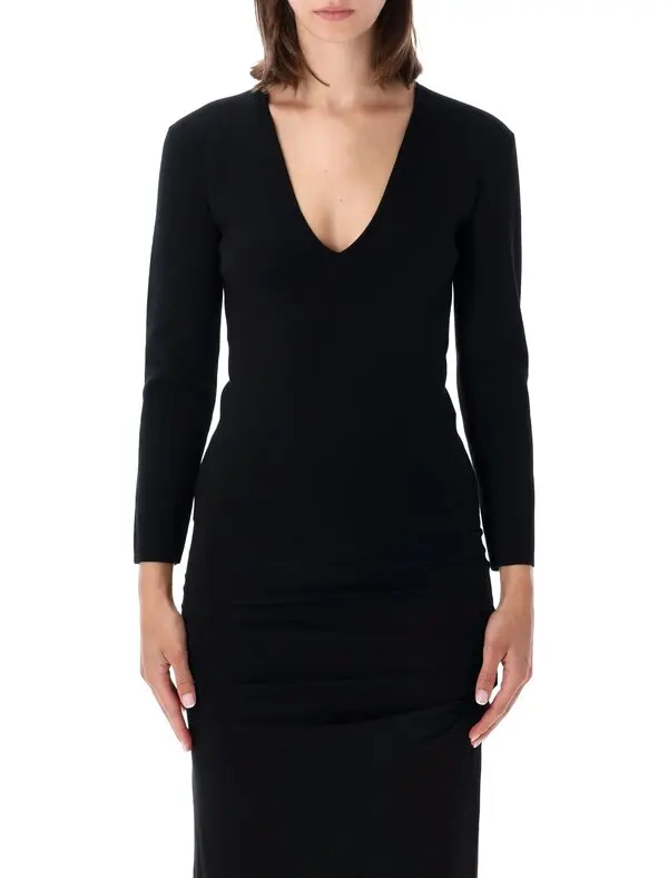 TOTEME Compact Knit V-neck Top, Slim Fit Long Sleeve