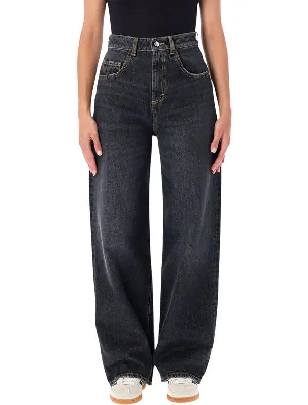 ICON DENIM LOS ANGELES High-waist Wide-leg Jeans - Black Washed