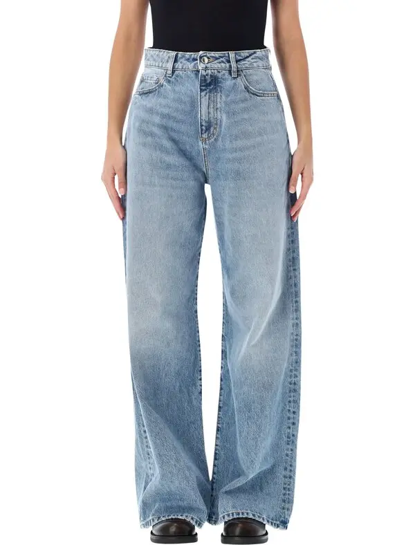 ICON DENIM LOS ANGELES High-waist Wide-leg Jeans - Mid Blue