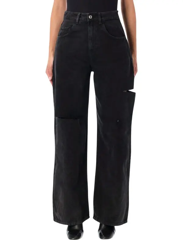 ICON DENIM LOS ANGELES Cutout Detail Wide-leg Jeans - Nero