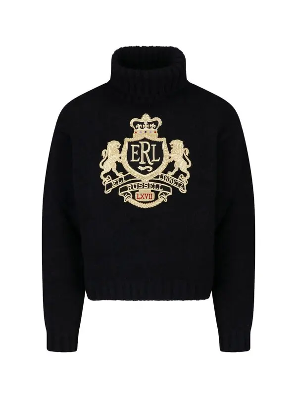 ERL Embroidered Crest Turtleneck Sweater