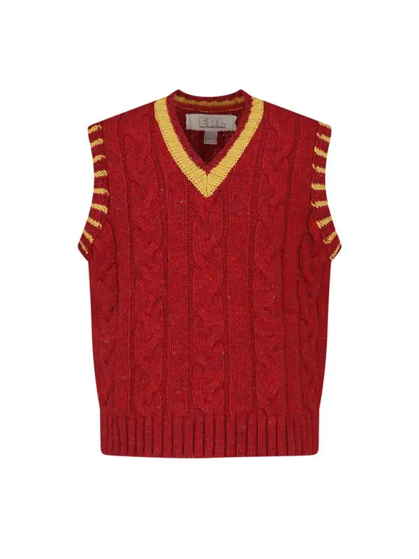 ERL Cable-knit V-neck Sweater Vest - Red