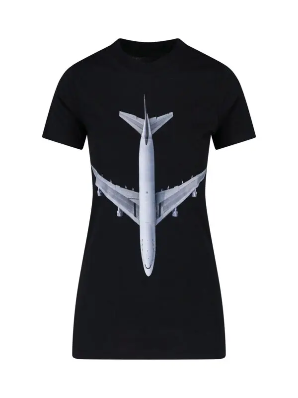 ERL Graphic Airplane T-shirt Dress - Black