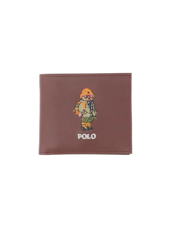 Polo Ralph Lauren Leather Bi-fold Wallet With Embroidered Graphic - Brown
