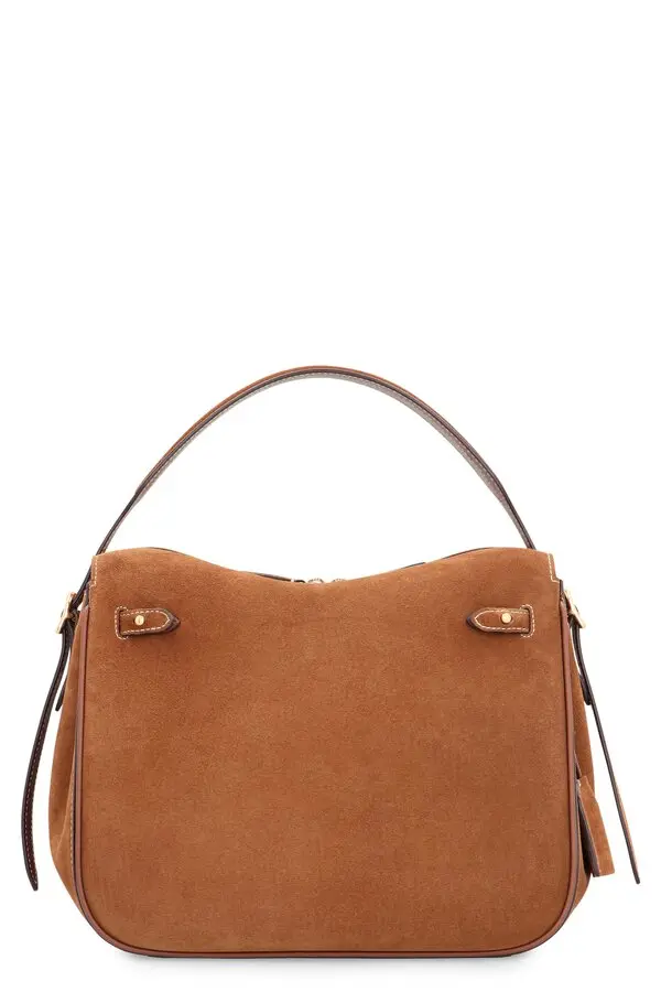 Polo Ralph Lauren Suede Mini Handbag With Two-way Zip & Leather Top Handle