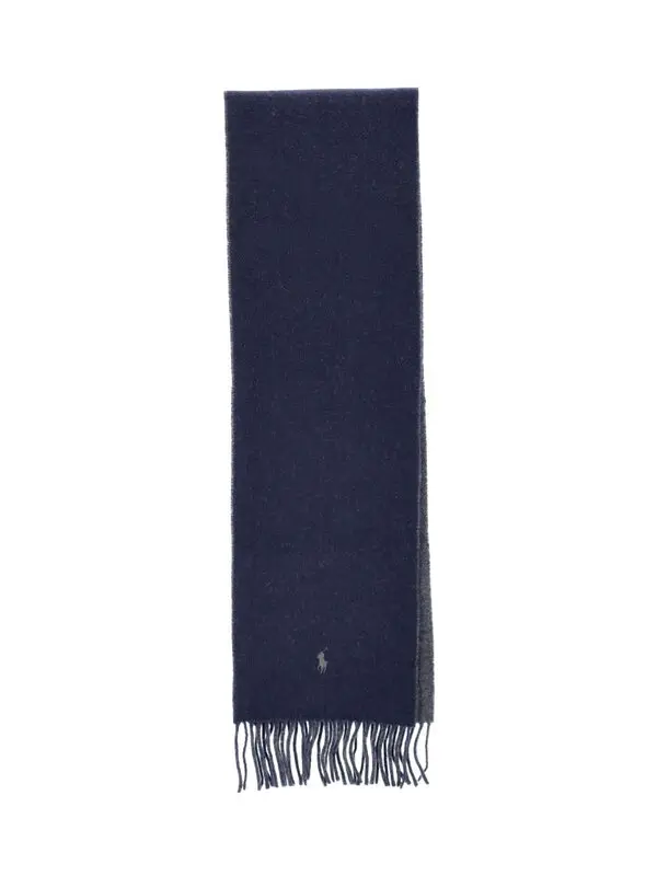 Polo Ralph Lauren Fringed Wool Blend Scarf - Blue