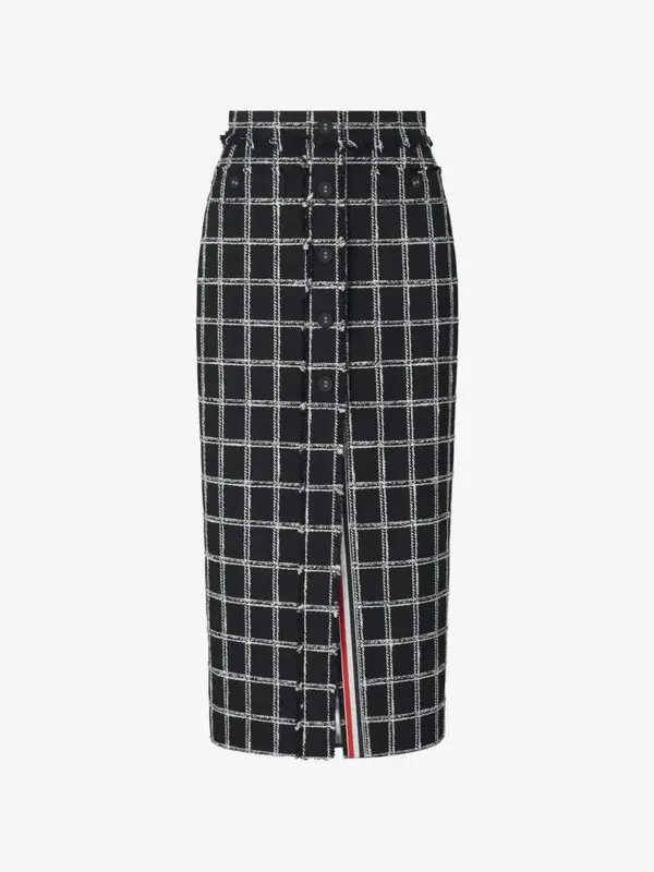 Thom Browne High-waisted Button-front Cardigan With Leather Trim - Black