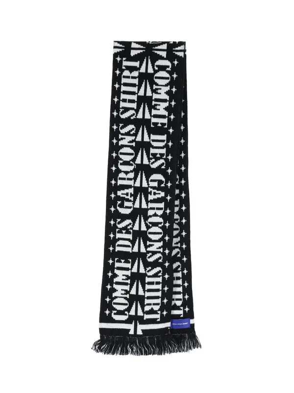 Comme Des Garçons Graphic Knit Scarf - Black