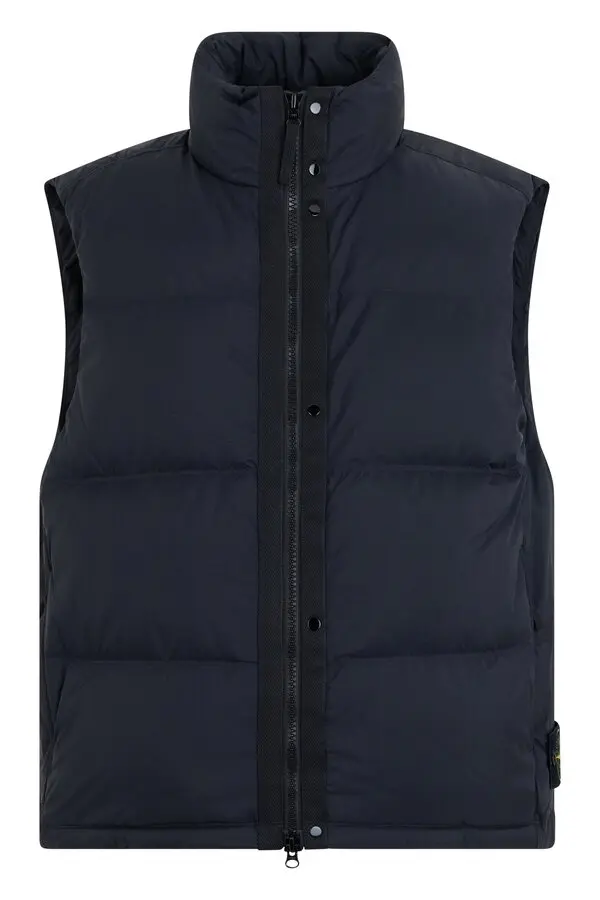 Stone Island Padded Mini Vest With High Collar - Blue