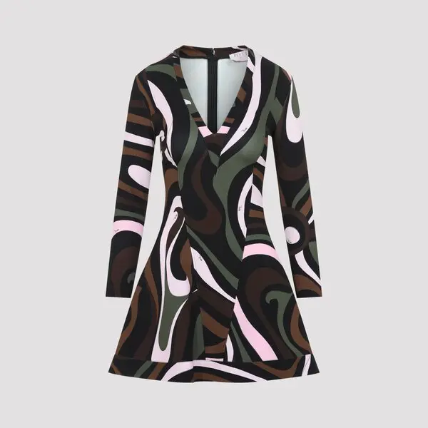 Emilio Pucci Printed Long-sleeve Mini Dress - Multicolour