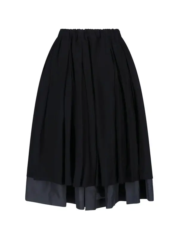 Comme Des Garçons Layered Pleated Midi Skirt - Black