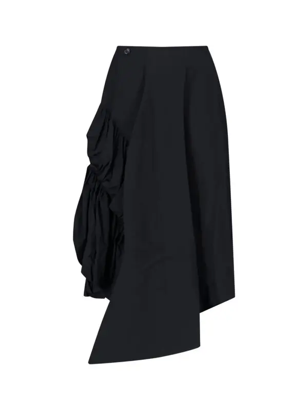 Comme Des Garçons Asymmetrical Draped Wool Skirt - Black