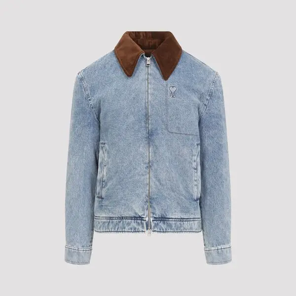 AMI Paris Adc Zipped Cotton Jacket For - Blue