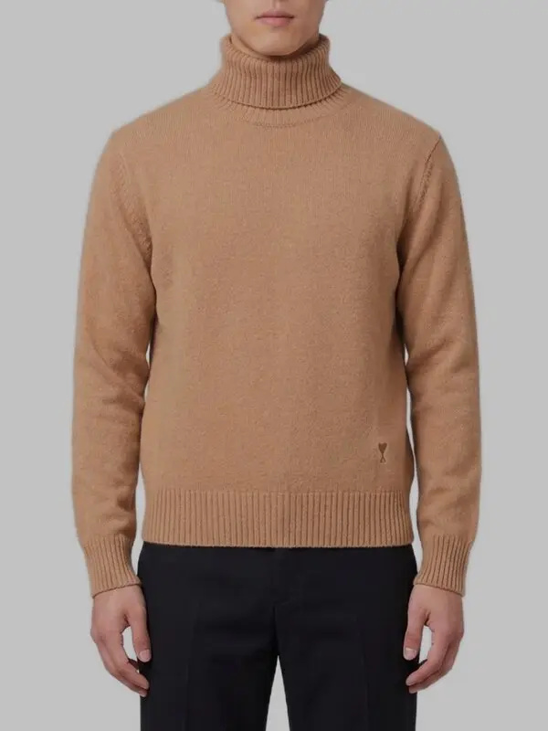 AMI Paris Tonal Logo Turtleneck Sweater
