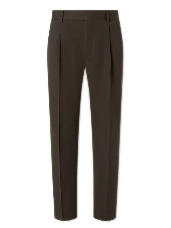 Zegna Zipper-front Dress Pants With 19 Cm Hem, Slant And Welt Pockets, Single Pleat - Verde