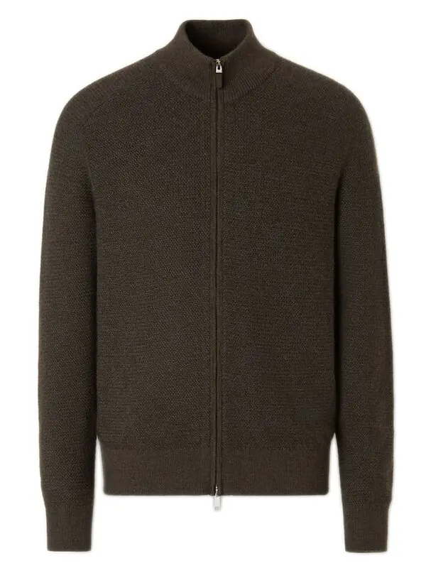 Zegna Ribbed Cashmere-silk Stand Collar Sweater With Zip
