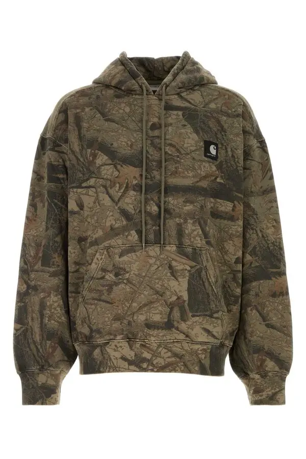 Carhartt Work In Progress Cotton Hooded Sweatshirt With Feather Tree Graphic