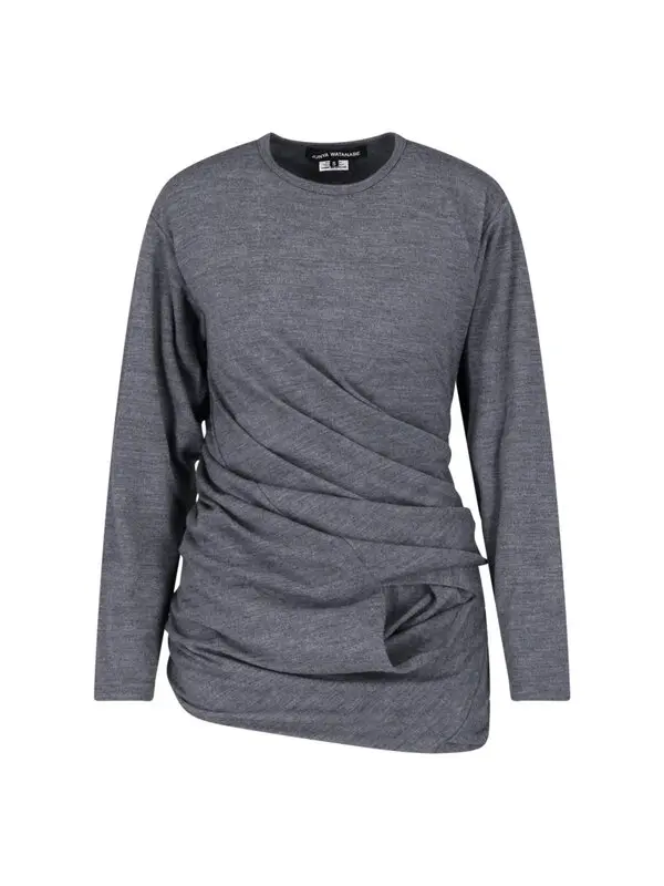 Junya Watanabe Asymmetrical Ruched Long Sleeve Sweater