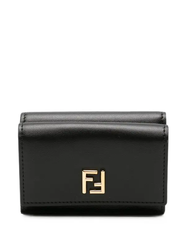 Fendi Mini Trifold Vitelio Grace Leather Wallet - Nero
