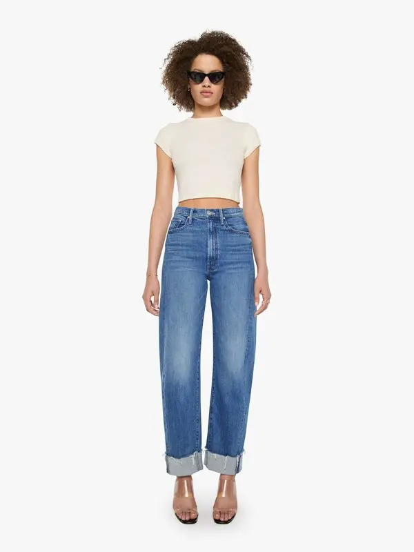 MOTHER The Half-pipe Flood Cuff Fray Get Two Birds Stoned Jeans - Blue