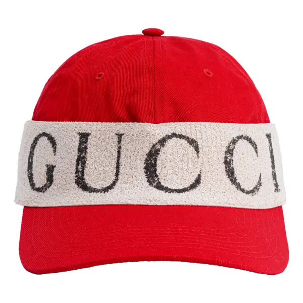 Gucci Logo Band Baseball Cap White - Red