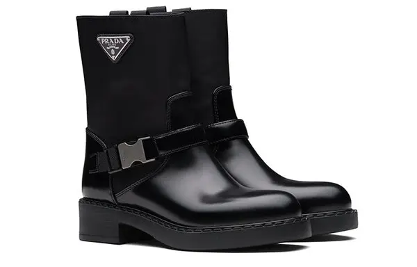 Prada Brushed Leather And Re-nylon Boots