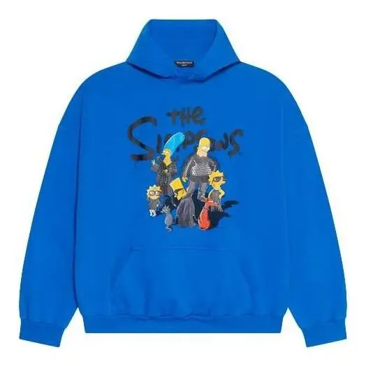 Balenciaga X The Simpsons Cotton Hoodie Wide Fit - Blue
