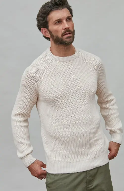 PAUL JAMES Cotton Fisherman Rib Knit Sweater - Ecru