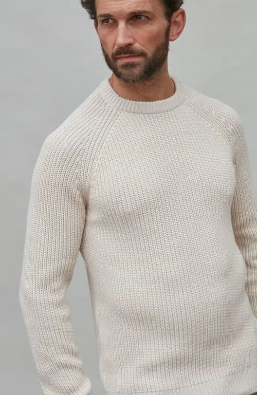 PAUL JAMES Cotton Fisherman Rib Knit Sweater - Ecru