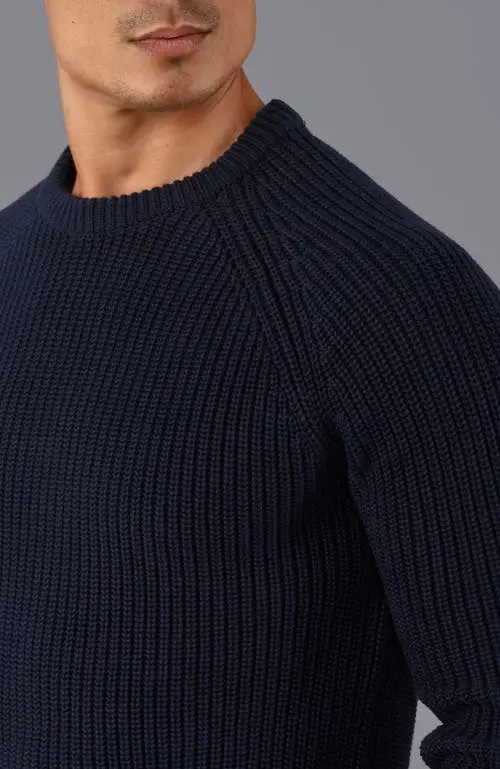 PAUL JAMES Cotton Fisherman Rib Knit Sweater - Navy