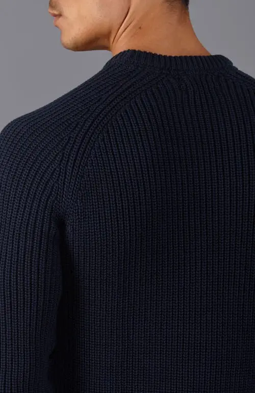 PAUL JAMES Cotton Fisherman Rib Knit Sweater - Navy