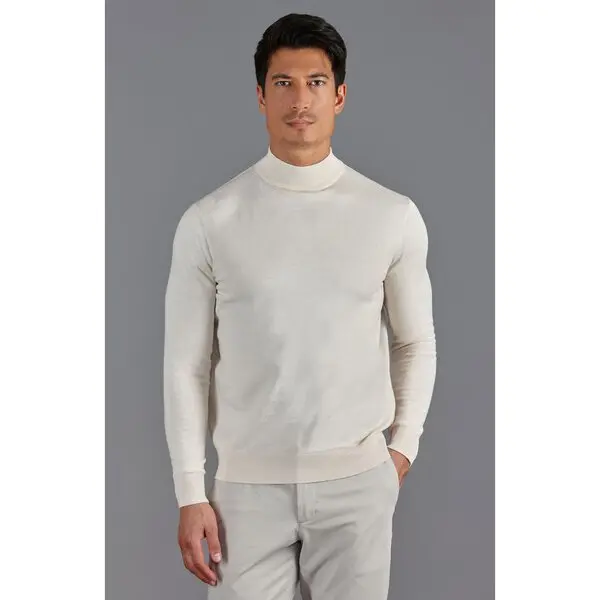 PAUL JAMES Cotton Mock Turtle Neck Sweater - Ecru