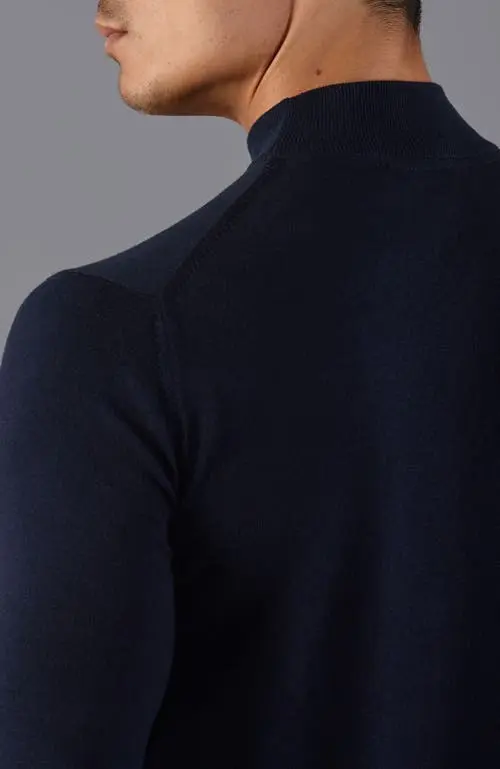 PAUL JAMES Cotton Mock Turtle Neck Sweater - Navy