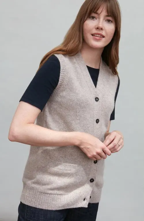 PAUL JAMES Laura Relaxed Fit Sleeveless Cardigan - Cobble