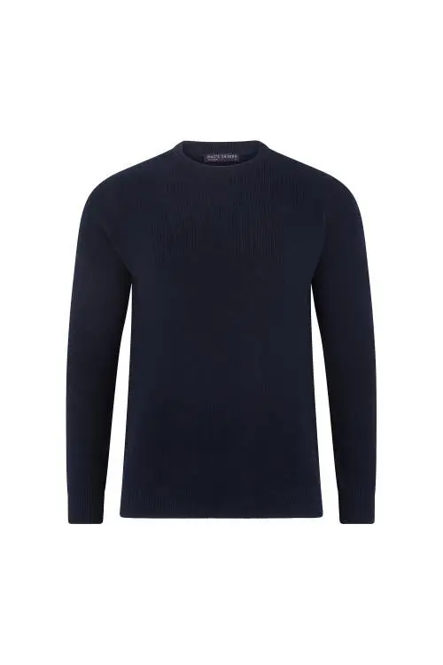 PAUL JAMES Cotton Lightweight Fisherman Rib Sweater - Navy
