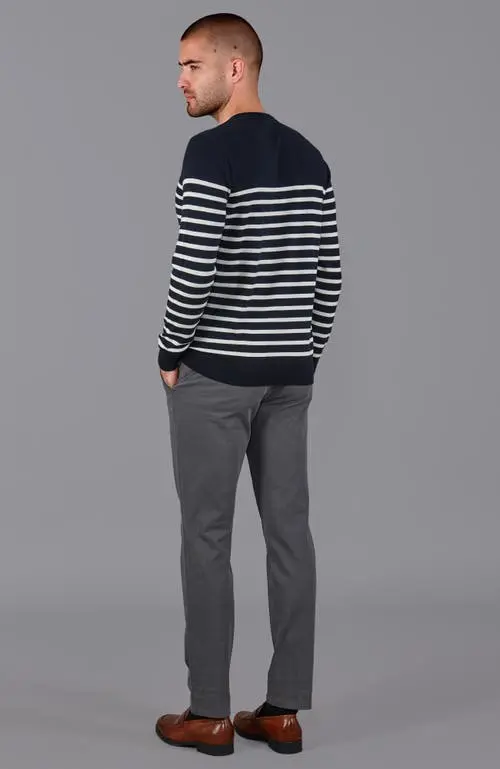 PAUL JAMES 100% Cotton Striped Breton Sweater - Navy