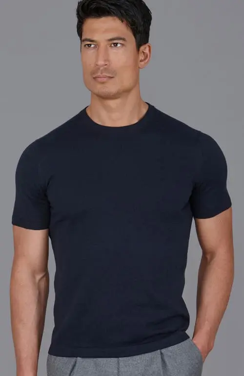 PAUL JAMES 100% Ultra Fine Cotton Knitted T-shirt - Navy