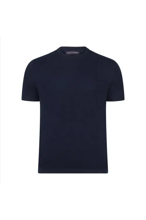 PAUL JAMES 100% Ultra Fine Cotton Knitted T-shirt - Navy