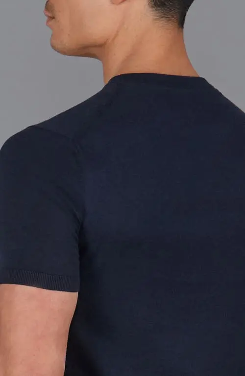 PAUL JAMES 100% Ultra Fine Cotton Knitted T-shirt - Navy